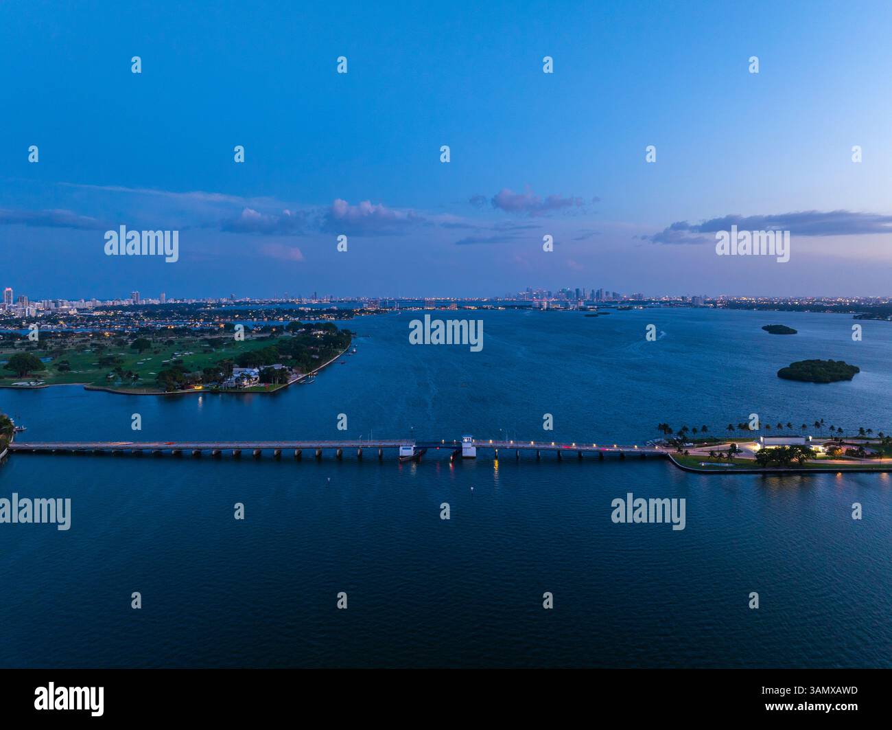 Aerial view of Bay Harbor Islands with Biscayne Bay, Florida, United ...