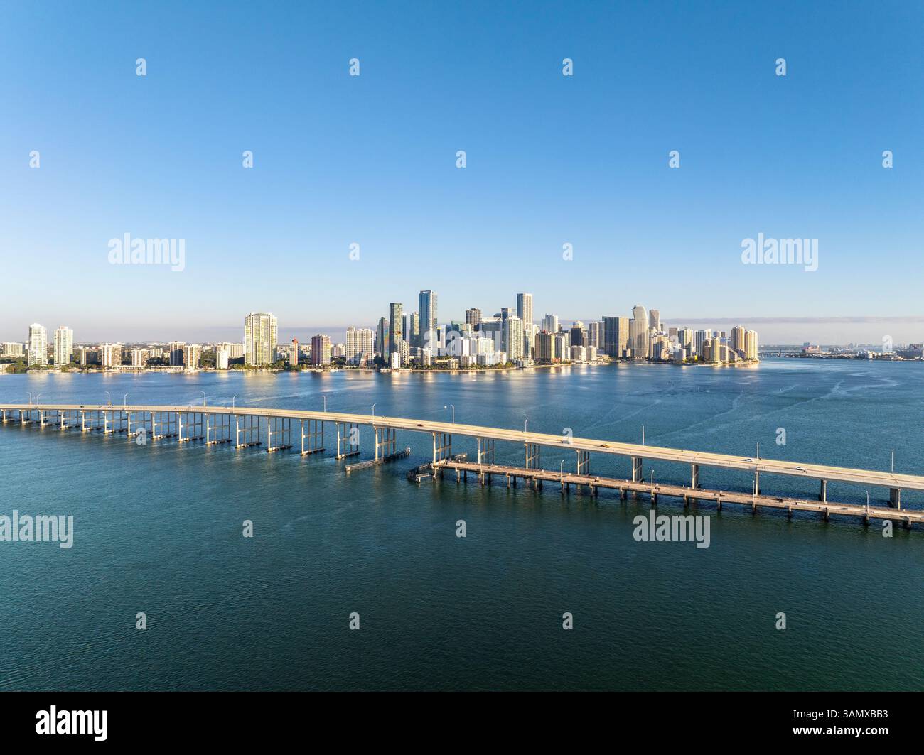 Aerial view of urban cityscape with beautiful skyline, Miami, Florida ...