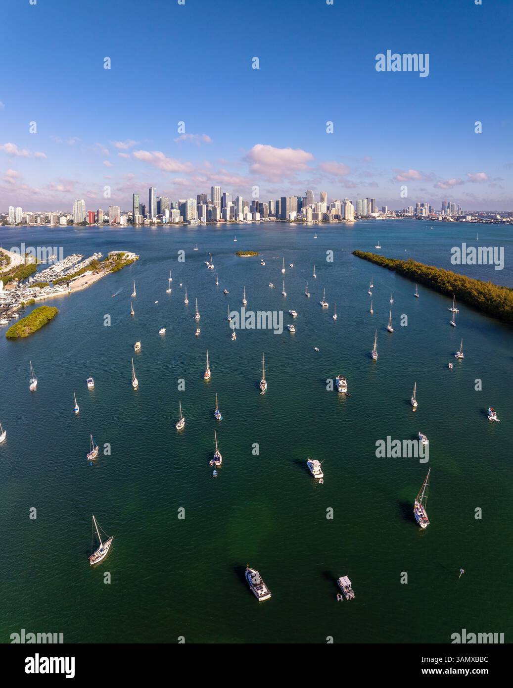 Aerial view of Virginia Key and Biscayne Bay, Miami, Florida, United ...