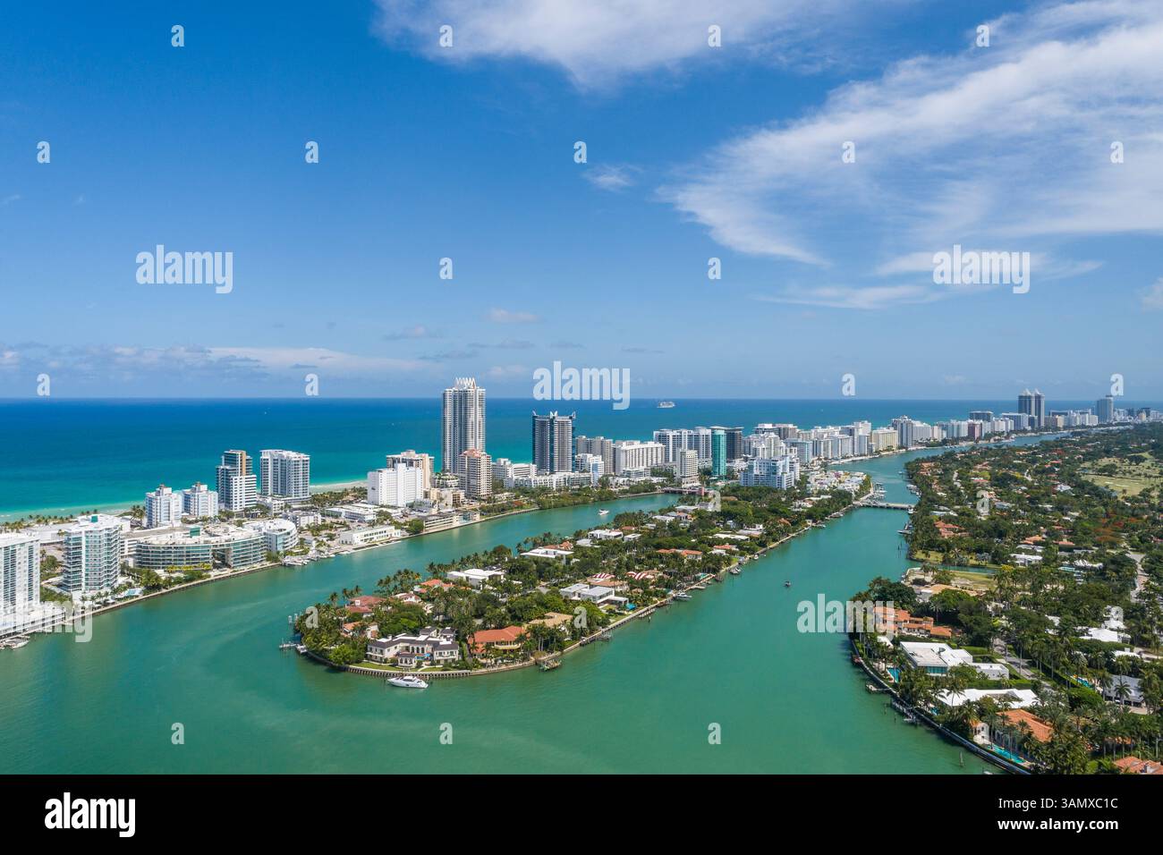 Aerial view of beautiful sandy beach and blue ocean, Allison Island ...