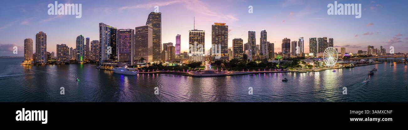 Aerial view of urban cityscape, Bayfront Park, Miami, Florida, United ...
