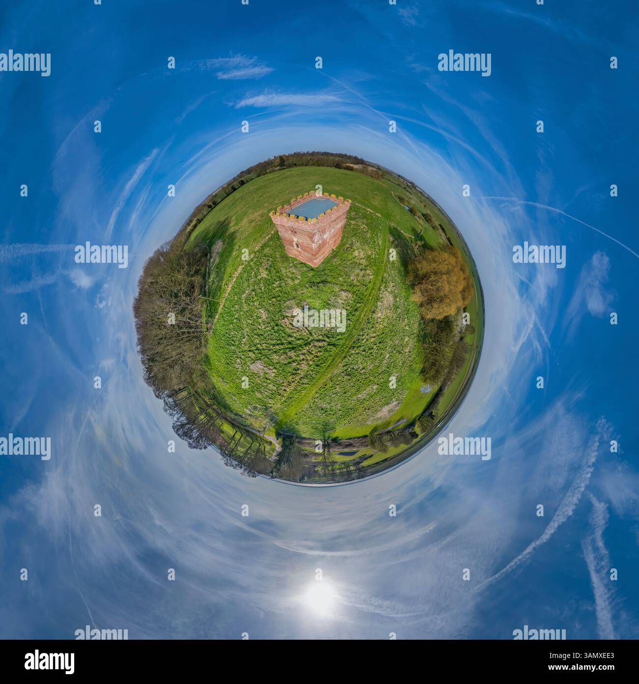 Aerial view of a tiny planet perspective of Hull with beautiful ...