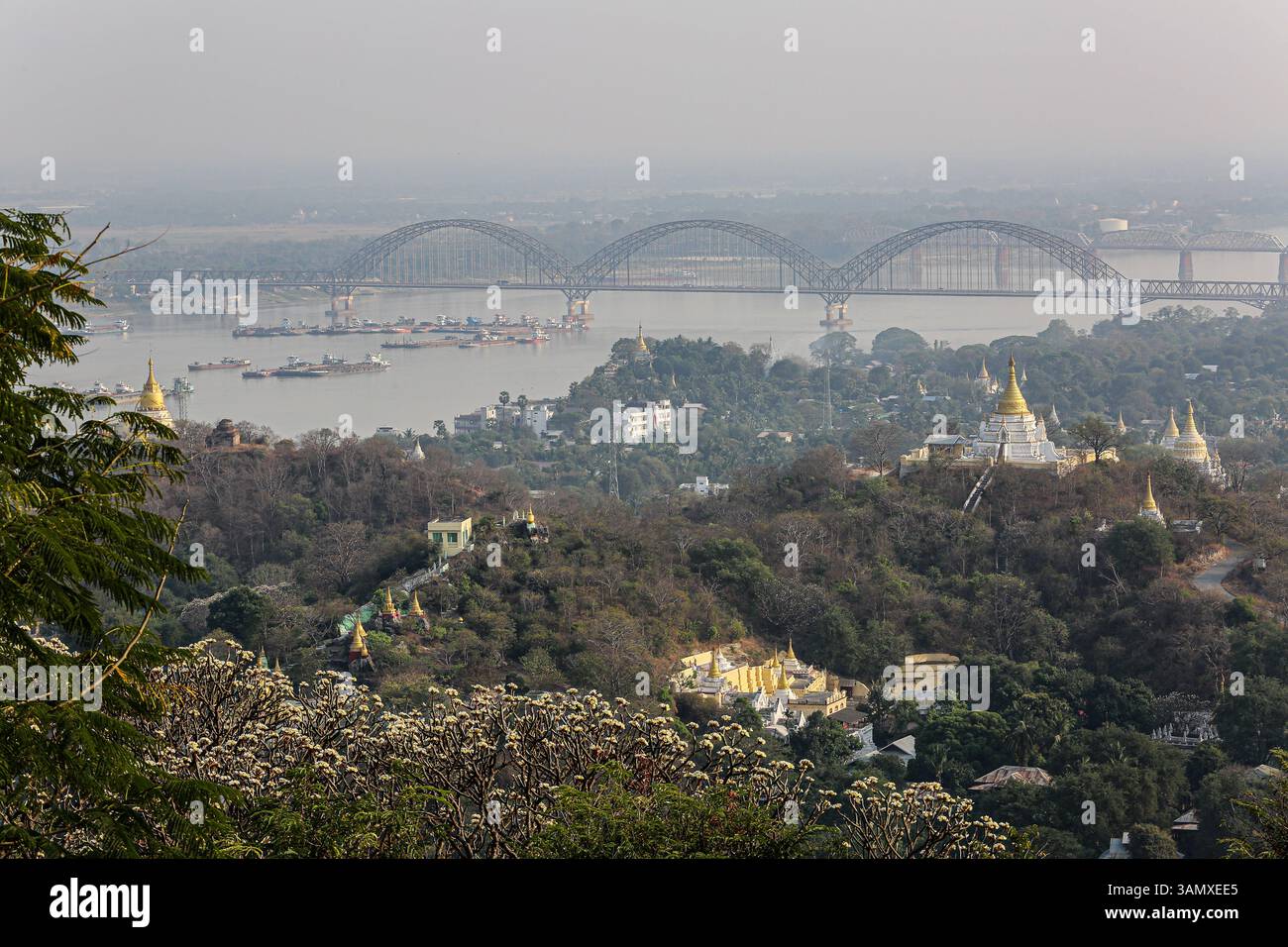 Ava & Yadanabon bridges, connecting Sagaing to Mandalay, seen from ...