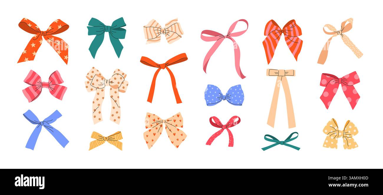 Set of hand drawn bows, bow ties, ribbons. Vector Stock Vector Image ...