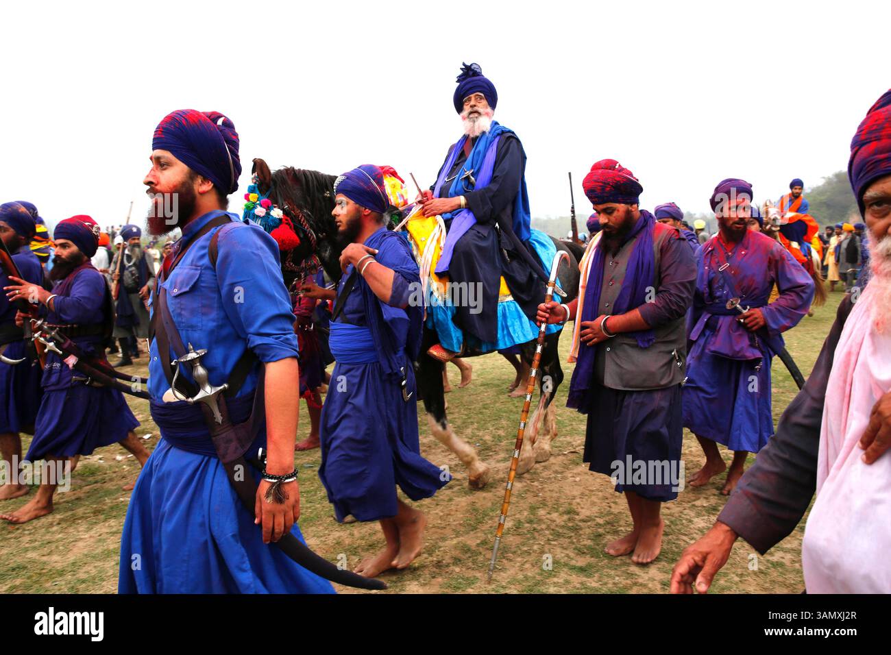 March 17, 2014 - Anandpur Sahib, Punjab, India - Nihang Singhs, an ...