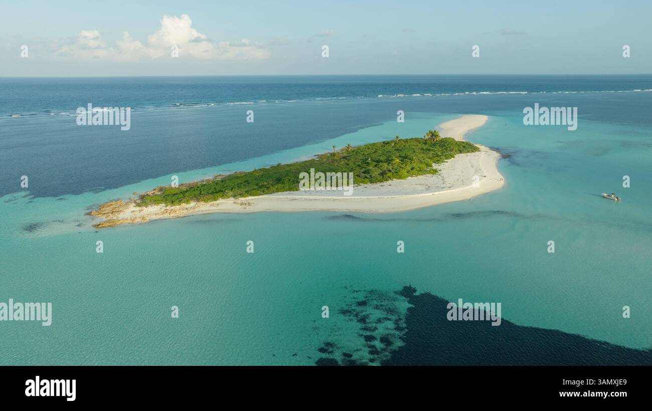 Aerial view of turquoise waters and sandy beaches in African Banks ...