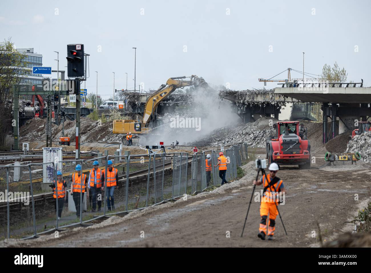 Berlin, Germany. 14th Apr, 2025. View of the demolition work on the ...