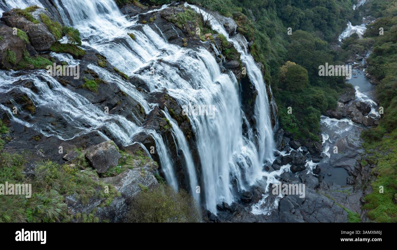 Aerial view of Polur Falls in Tamil Nadu region, Kodai Kanal, India ...
