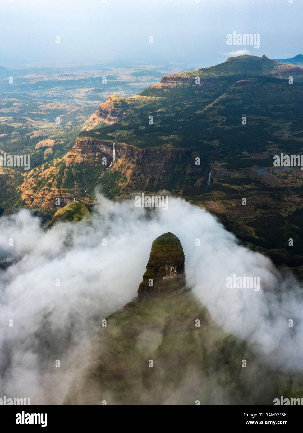 Aerial view of majestic Harishchandragad with serene Wildlife Sanctuary ...