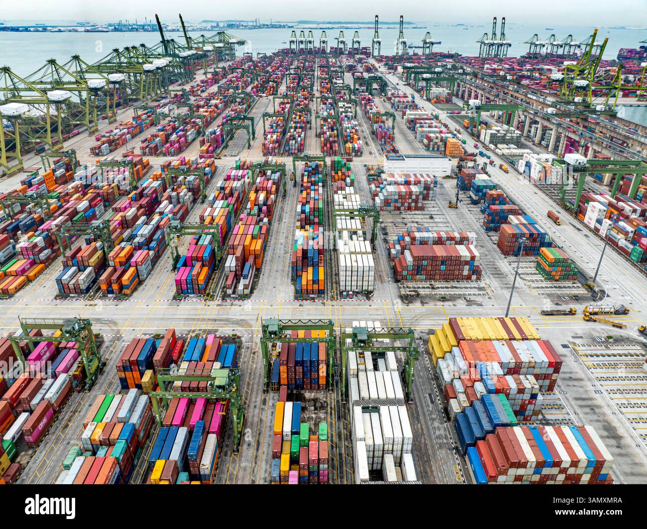 Singapore - 27 December 2024: Aerial view of colorful shipping ...