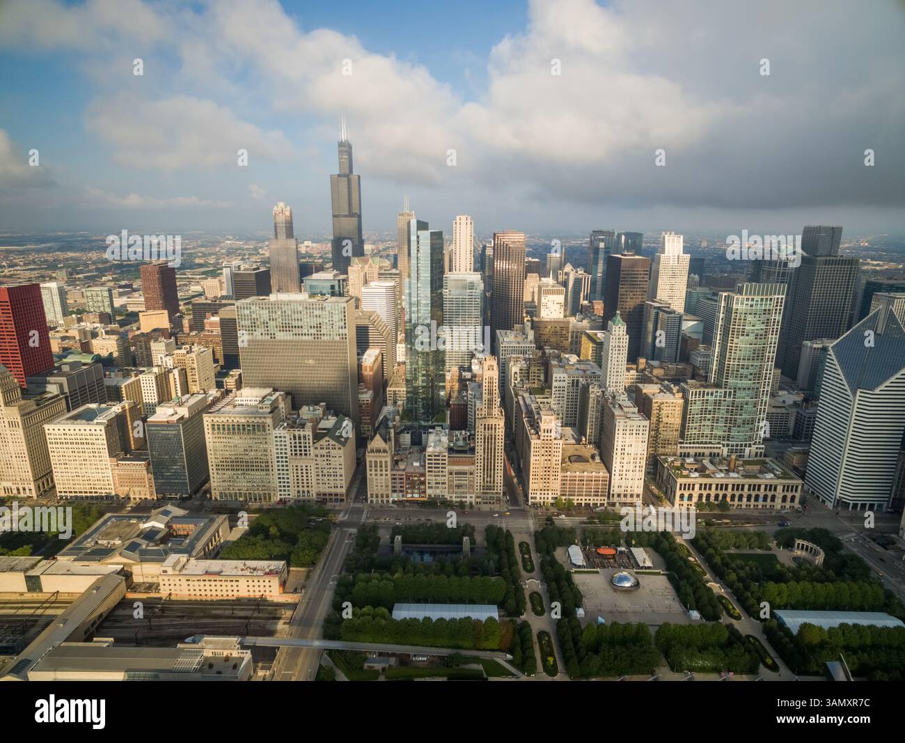Aerial view above of Chicago cityscape, USA Stock Photo - Alamy