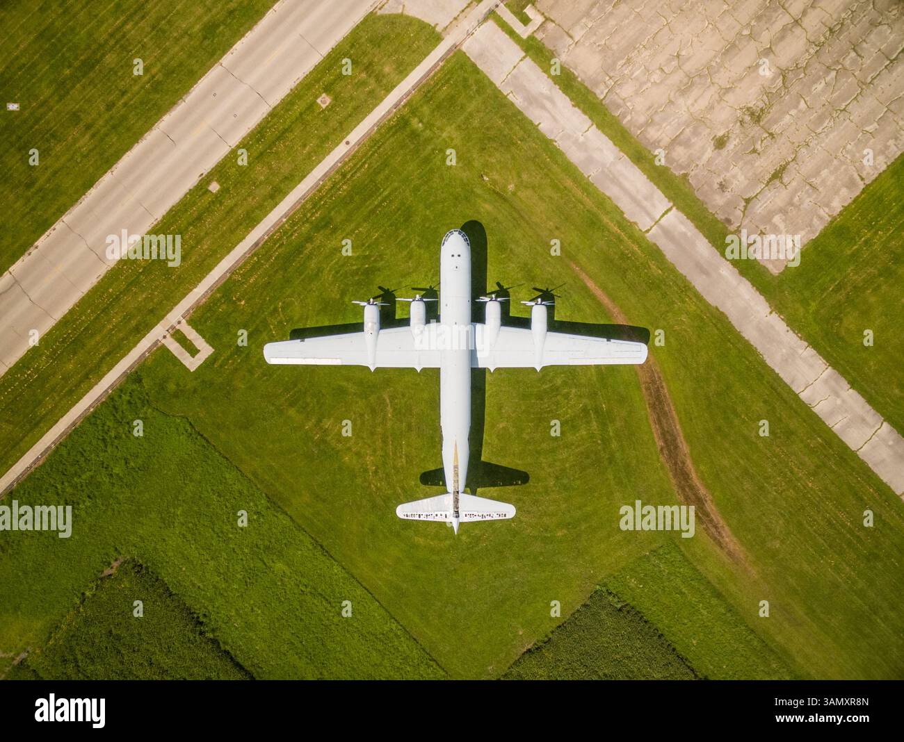 Aerial view above of Rantoul National Aviation Center museum, USA Stock ...