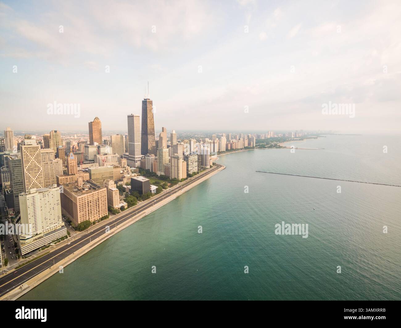 Aerial view of Chicago coastal line with Lake Michigan, USA Stock Photo ...