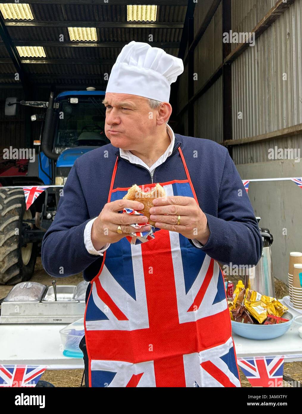 Liberal Democrat leader Sir Ed Davey as he hosts a barbeque for farmers ...