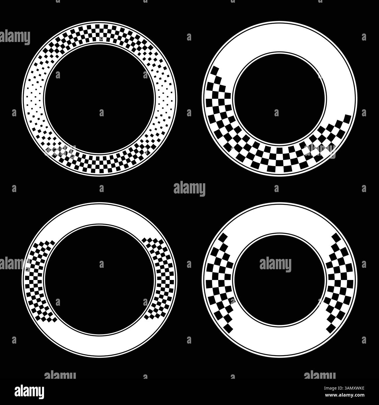 Circle white checkered labels Stock Vector Image & Art - Alamy