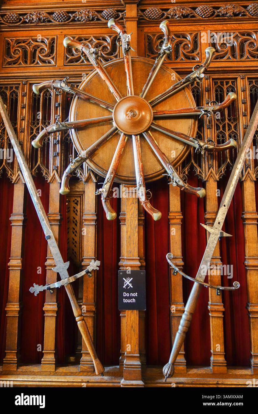 Weapons on display in the Great Hall Edinburgh Castle Stock Photo - Alamy