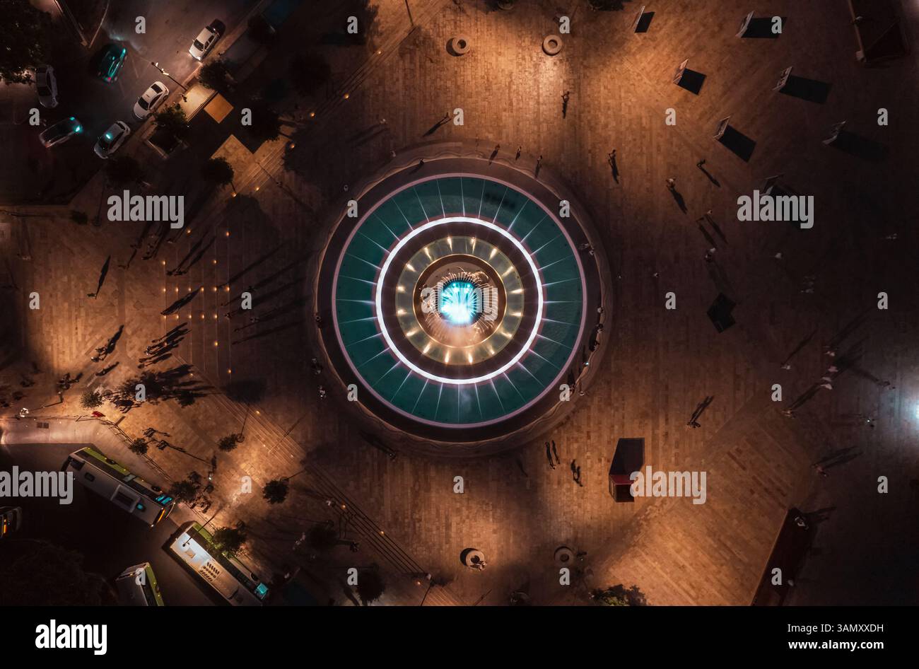 Aerial view of a roundabout for pedestrian in La Valletta downtown at ...