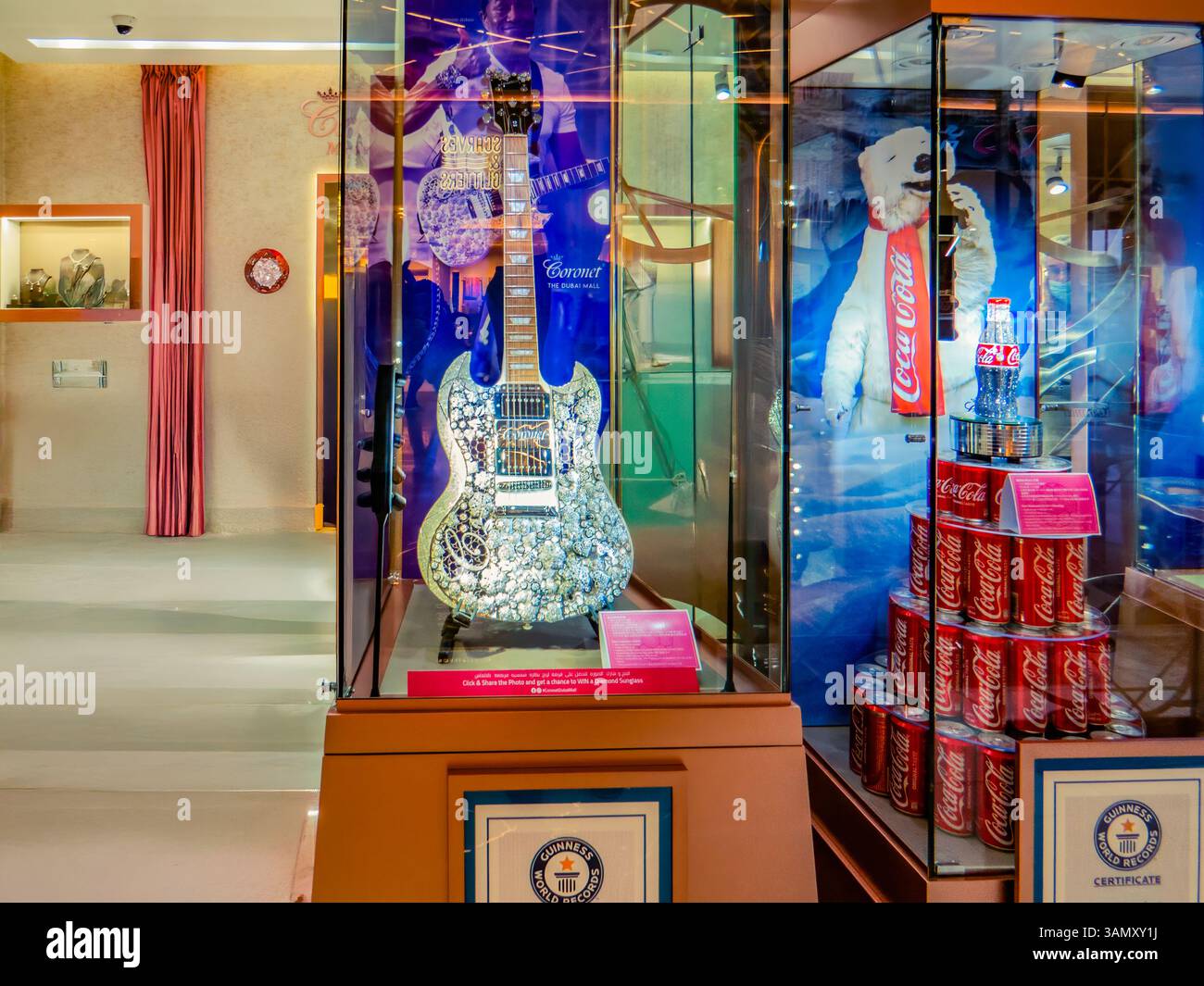 Dubai Mall. Eden of Coronet: the world's most expensive guitar. Covered ...