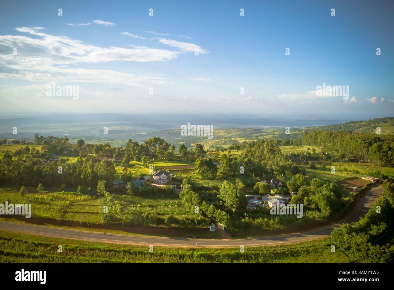 Aerial view of the Mua Hills countryside of Machakos County, Kenya. and ...