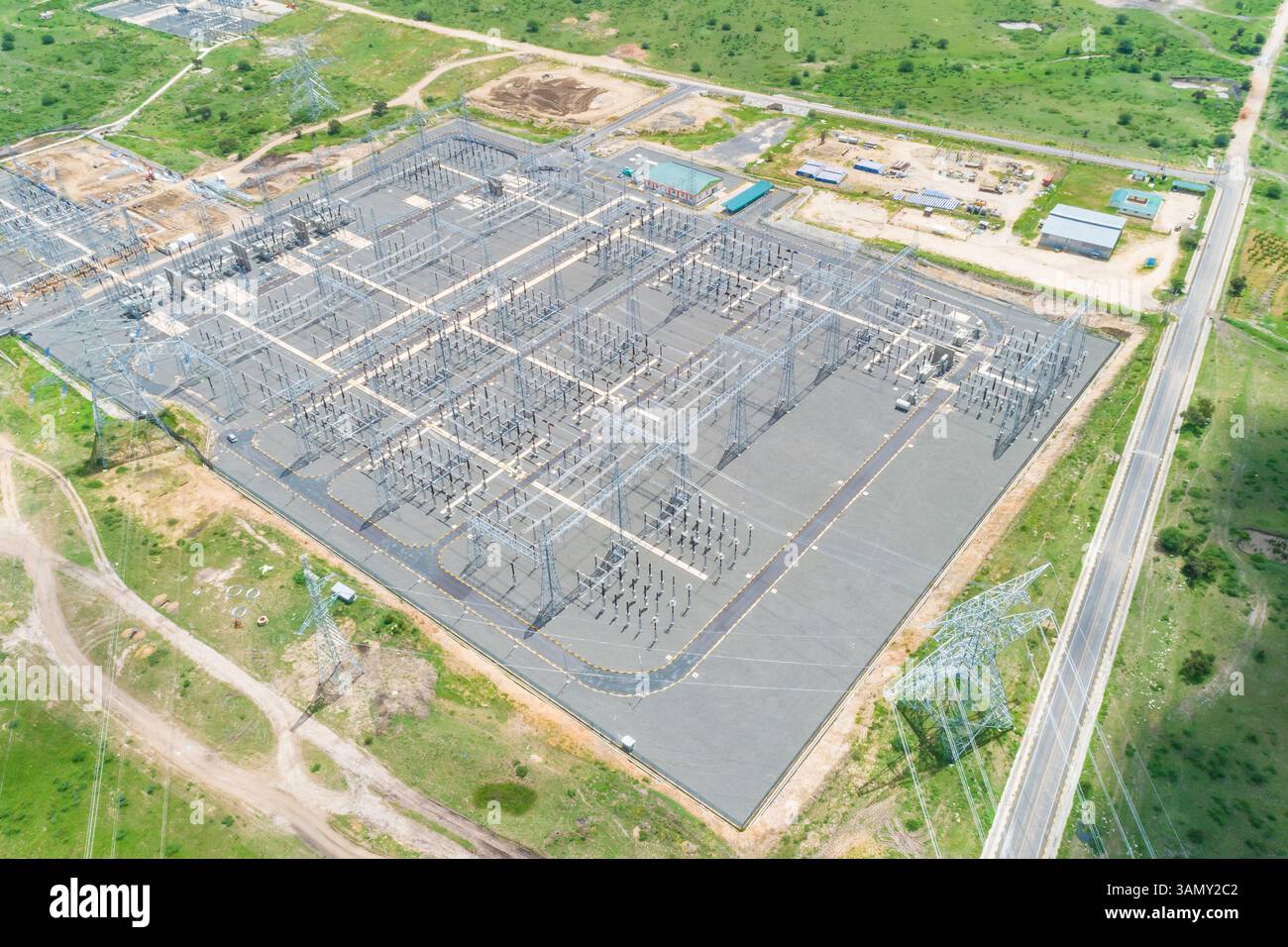Aerial view of a power substation in Kajiado, Kenya Stock Photo - Alamy