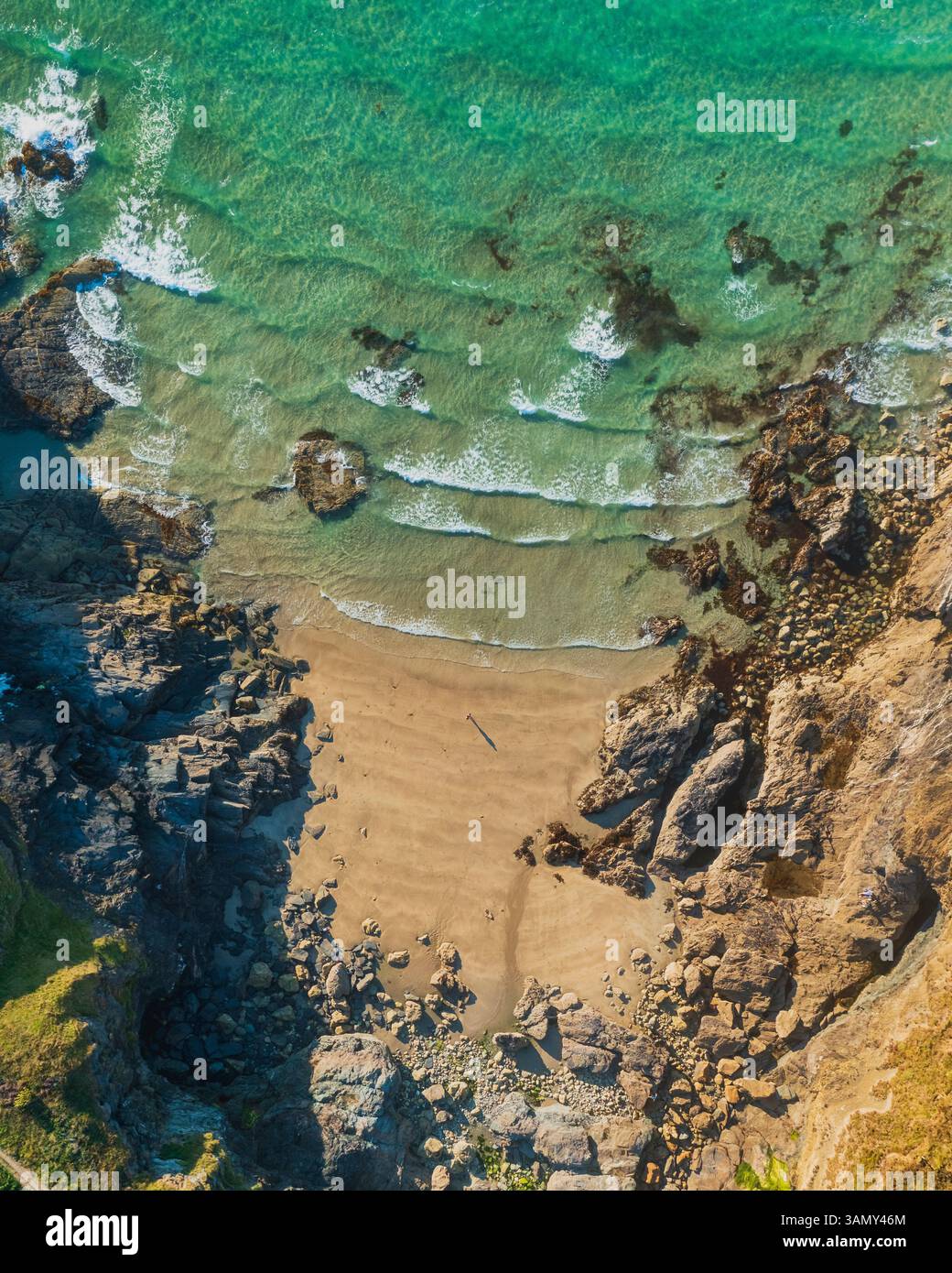 Aerial view of Lundy Bay, Port Quin, Cornwall, United Kingdom Stock ...