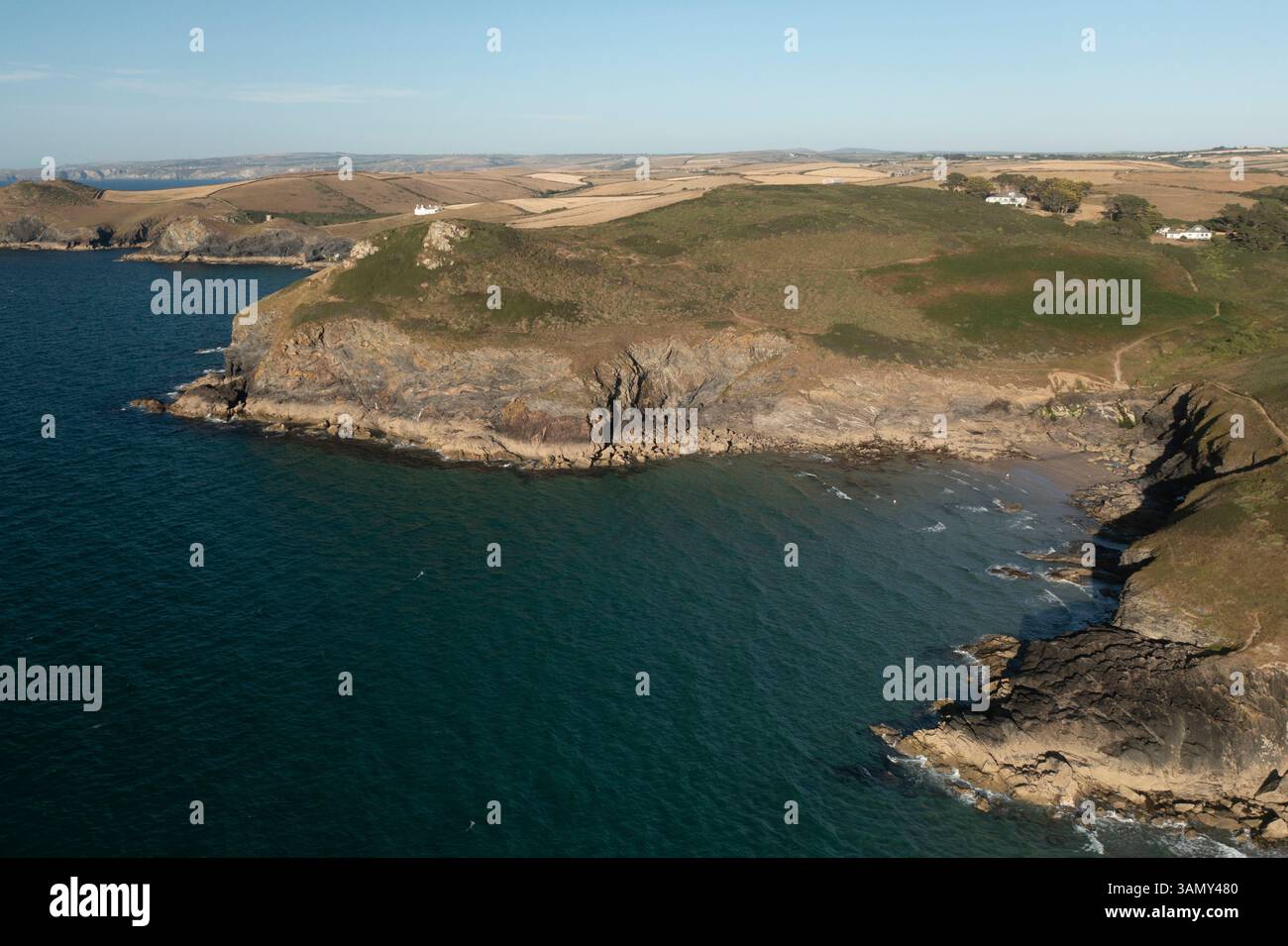 Aerial view of Lundy Bay, Port Quin, Cornwall, United Kingdom Stock ...