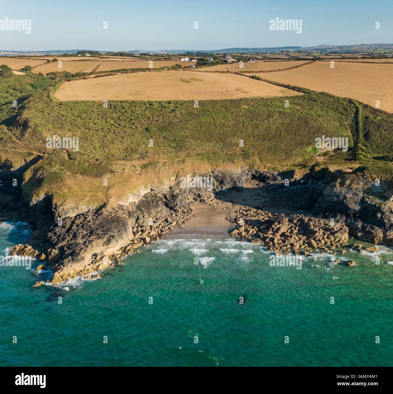 Aerial view of Lundy Bay, Port Quin, Cornwall, United Kingdom Stock ...