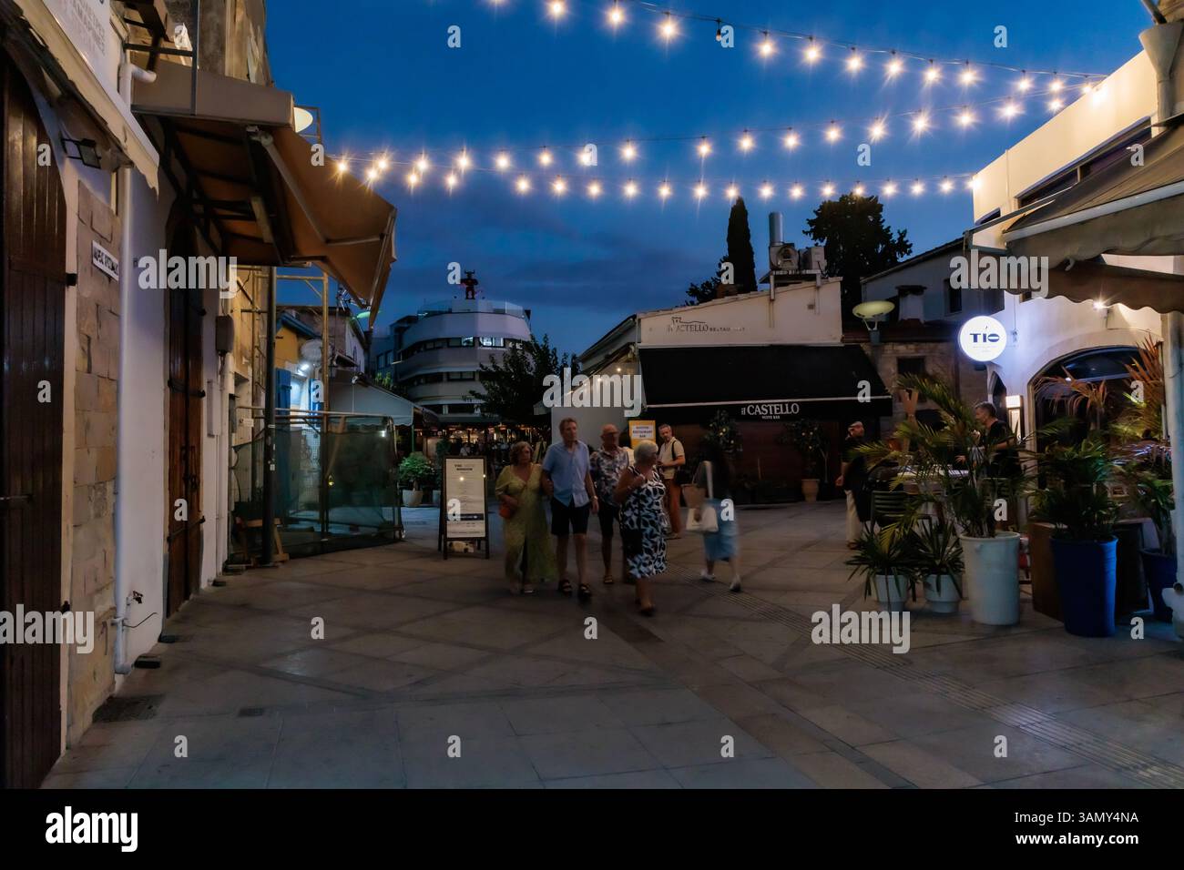 Limassol, Republic of Cyprus: night scene – tourists and locals in ...