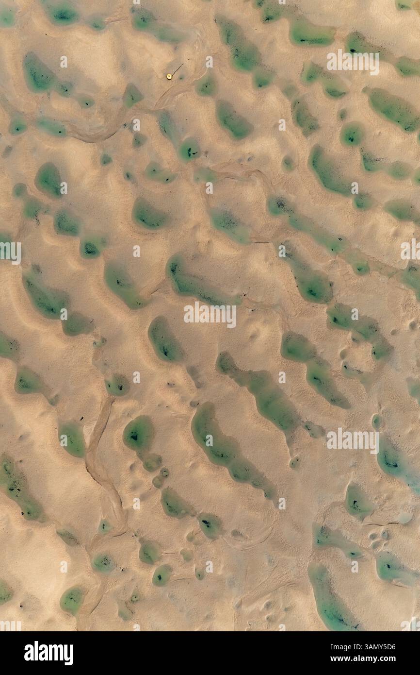 Aerial view of low tide in River Camel near Rock town, Cornwall, United ...