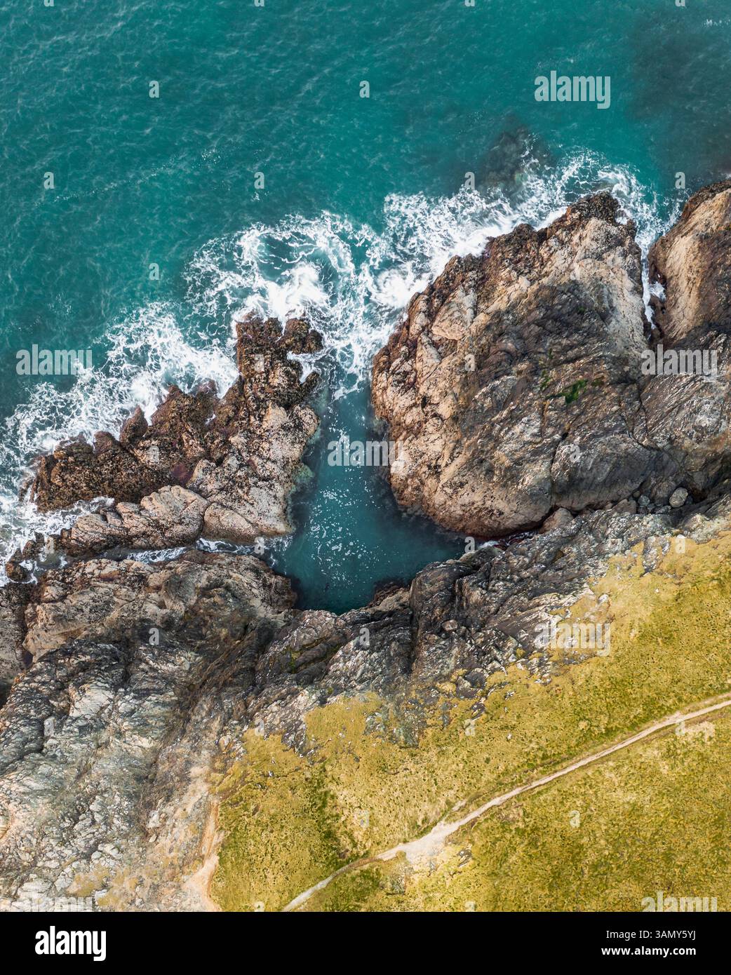 Aerial view of Poly Joke beach, Cornwall, United Kingdom Stock Photo ...