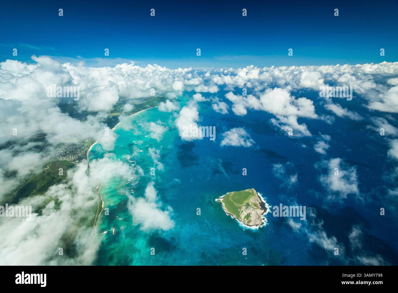 Aerial view of Rabbit Island Green Backside, Hawaii, United States ...