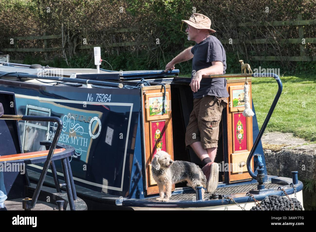 Around the Kennet and Avon Canal at Seend Wiltshire UK Senior man with ...
