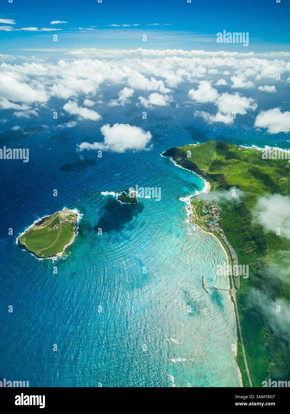 Aerial view of Rabbit Island Green Backside, Hawaii, United States ...