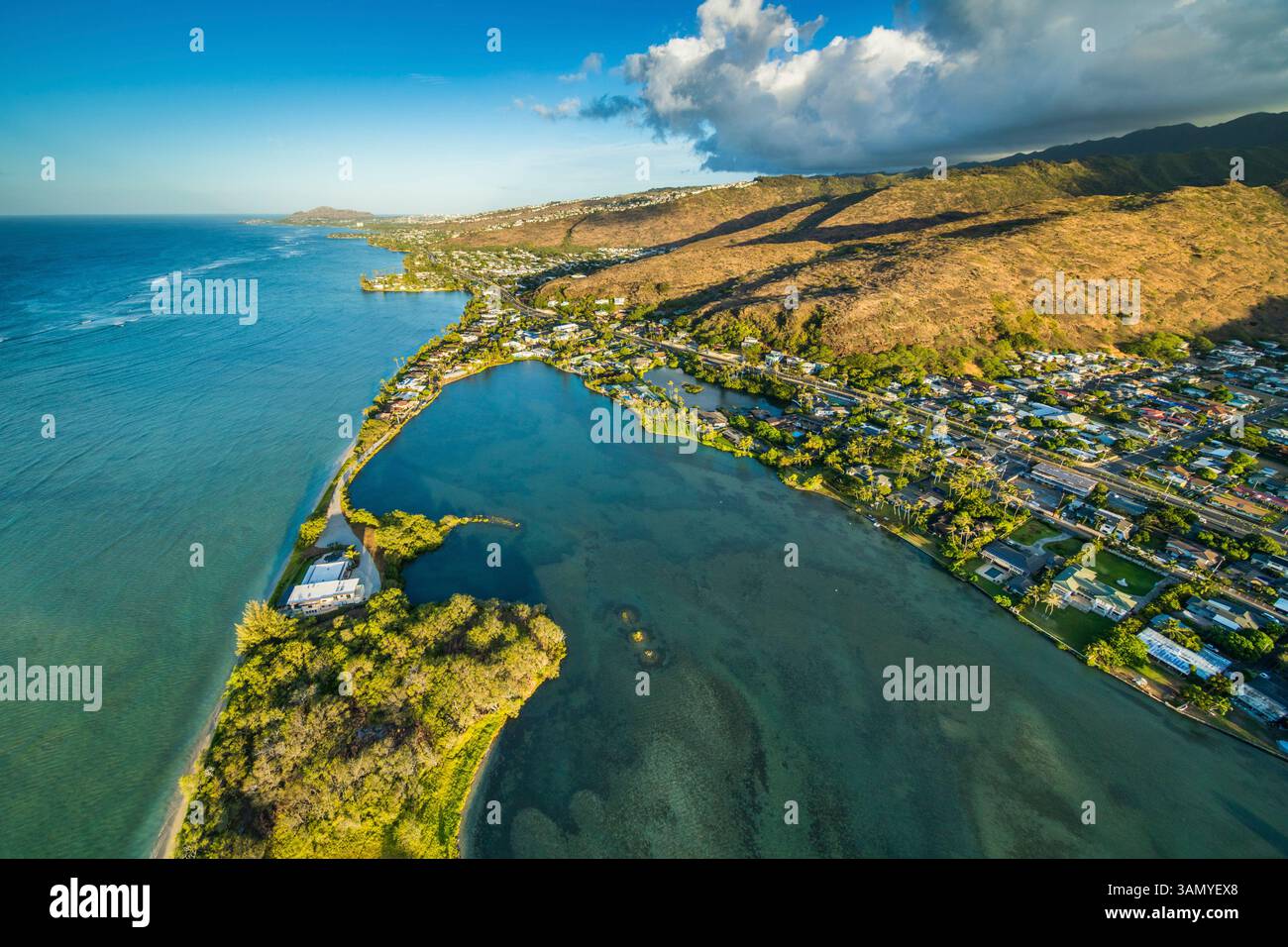 Aerial view of Paikos Sunrise Pond, Hawaii, United States Stock Photo ...
