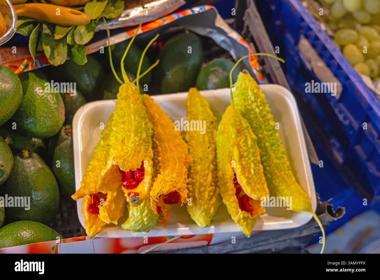 Ripe Fruit of Momordica Charantia Bitter Melon Gourd at Tray Farmers ...