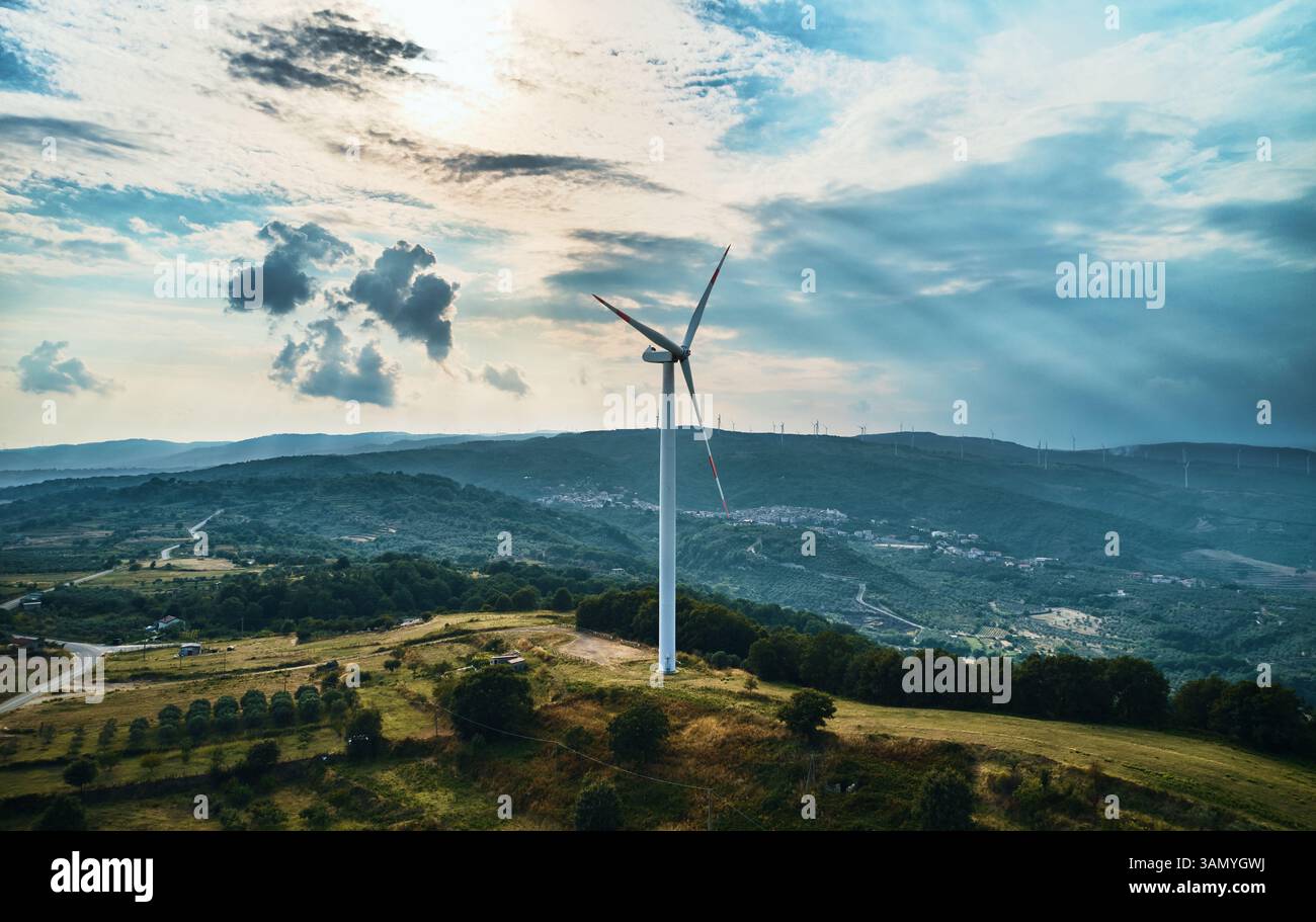 Aerial view of a modern wind farm on a hillside, Palermiti, Calabria, Italy Stock Photo - Alamy