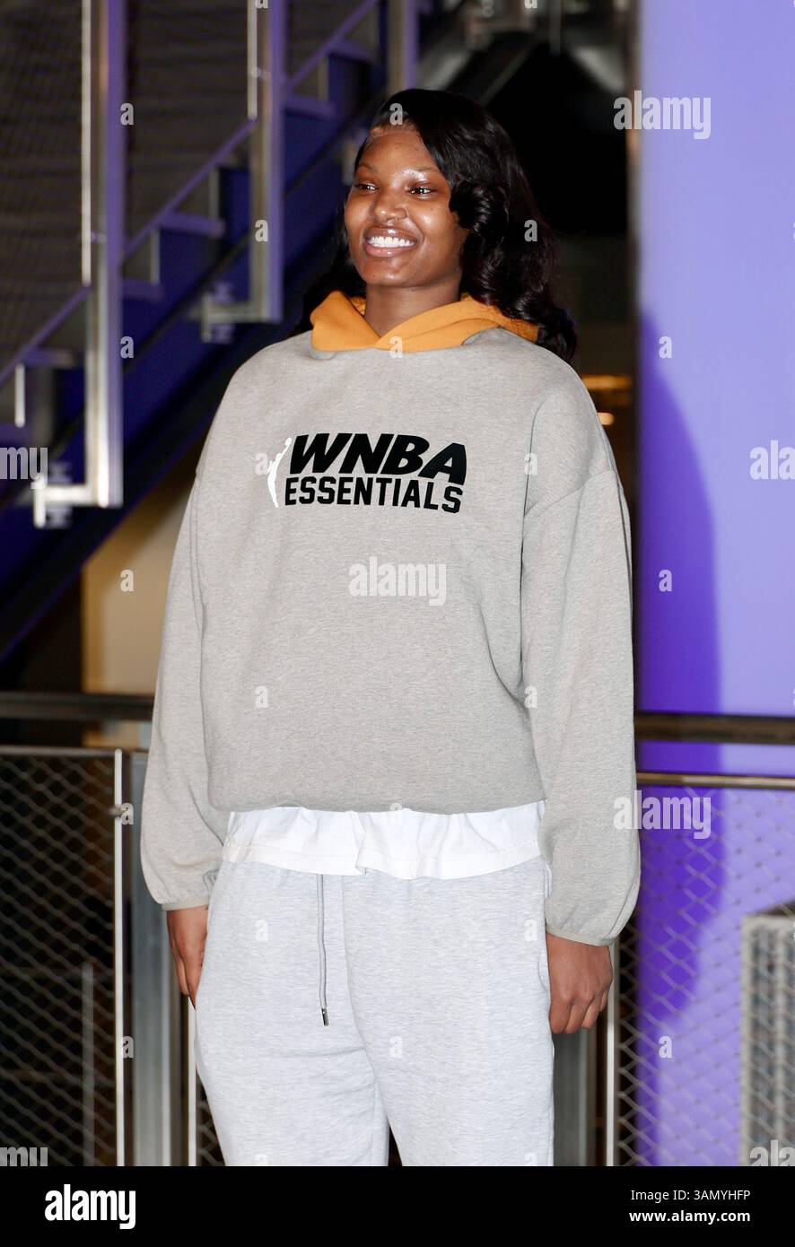 New York, NY, USA. 14th Apr, 2025. Sania Feagin pictured as WNBA ...