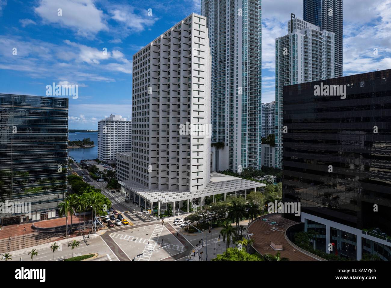 Aerial view of vibrant downtown Brickell with modern skyscrapers and a ...
