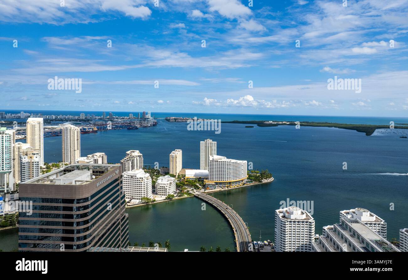 Aerial view of beautiful Brickell skyline with modern high-rise ...