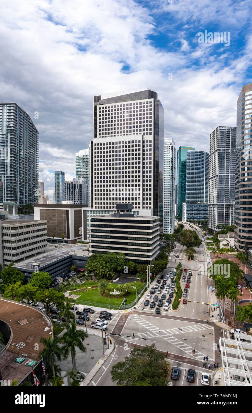Aerial view of vibrant Brickell skyline with modern skyscrapers and ...