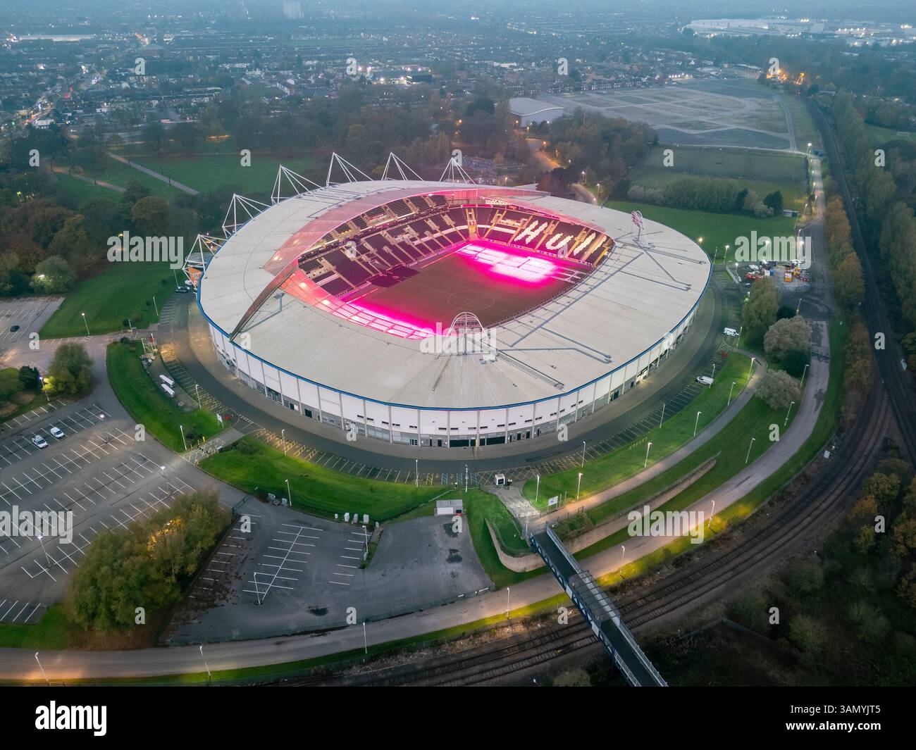 Hull, United Kingdom - 15 November 2024: Aerial view of mkm stadium ...