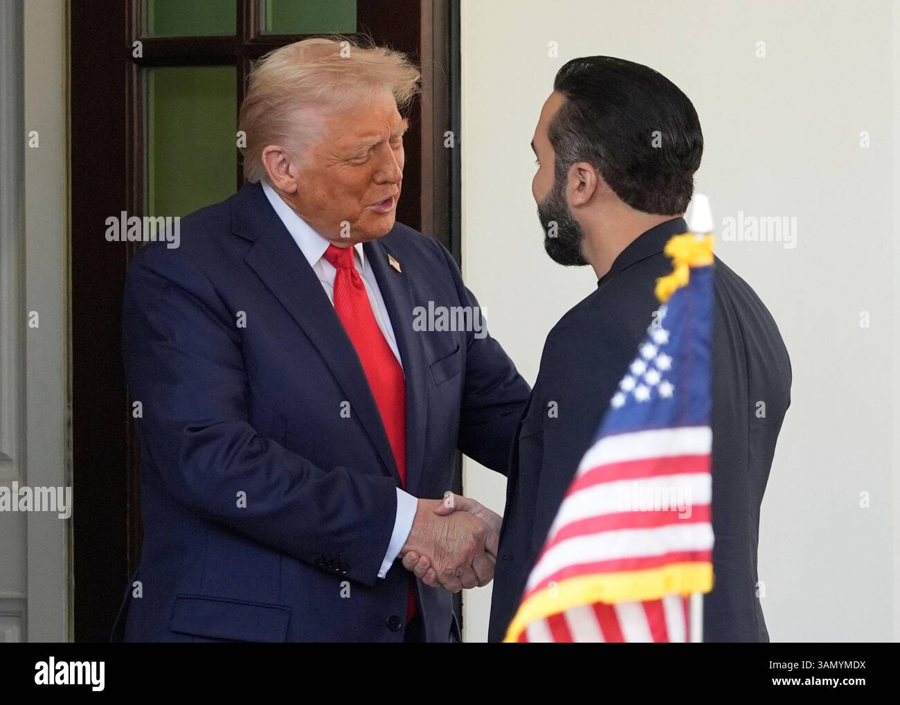 President Donald Trump, left, greets El Salvador's President Nayib ...