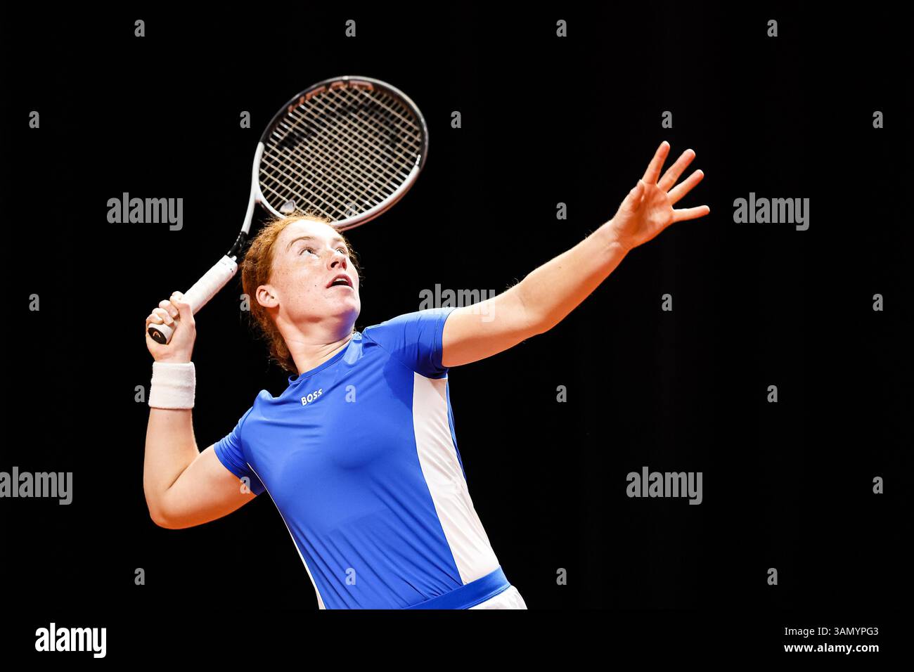 Stuttgart, Deutschland. 14th Apr, 2025. Im Bild Ella Seidel GER Doppel Jelena Ostapenko LAT ...