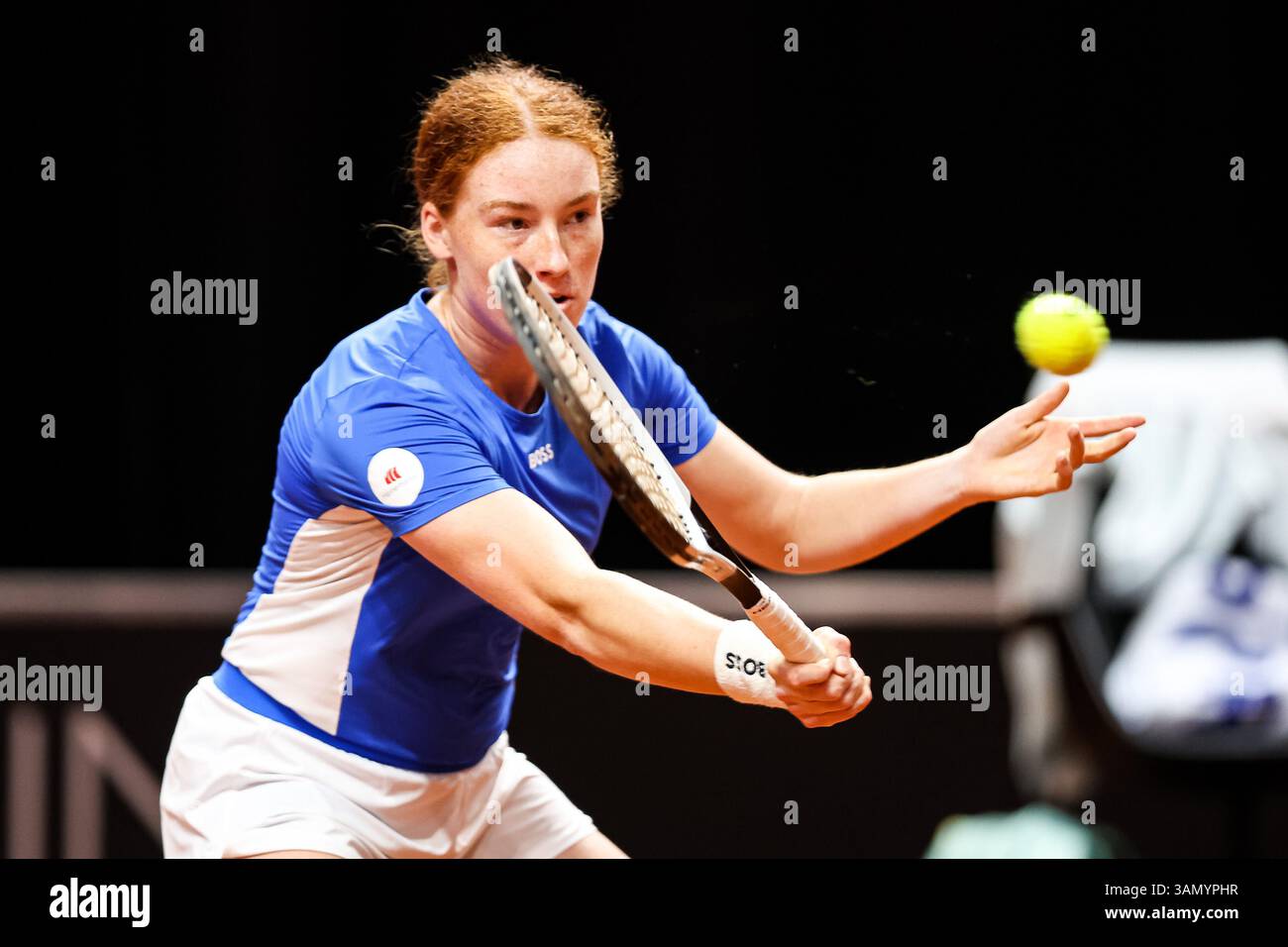 Stuttgart, Deutschland. 14th Apr, 2025. Im Bild Ella Seidel GER Doppel Jelena Ostapenko LAT ...