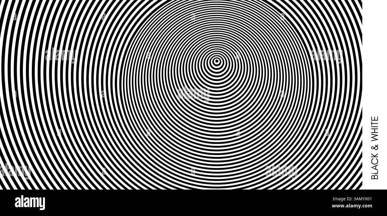 Concentric Circles Pattern Black And White Design With Optical Illusion Abstract Striped