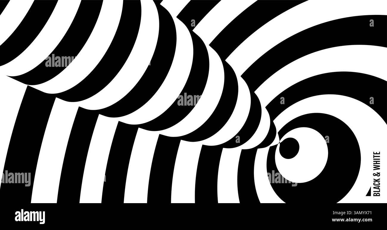 Target hit in the center. Black and white design with optical illusion ...