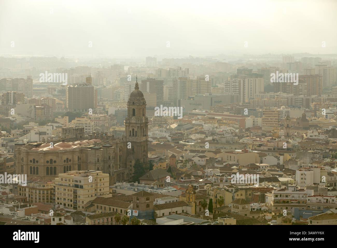 Malaga central city part view, Taken from the Castillo de Gibralfaro ...