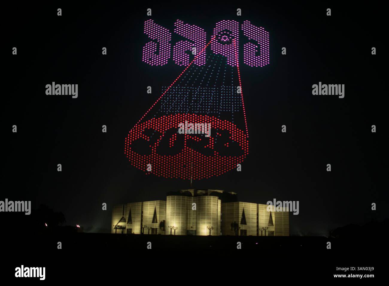 A unique drone show, lights up the sky in front of the National ...