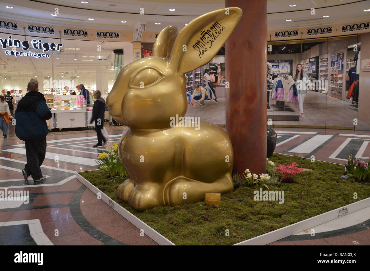 Berlin, Germany - April 14, 2025 - Easter bunny in the Das Schloss ...