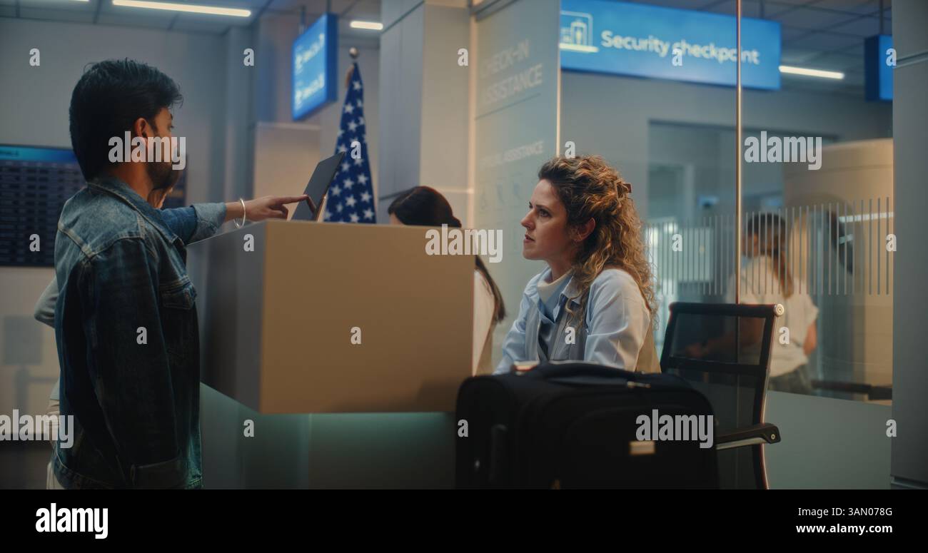 Check-in Counter in Airport Terminal: Indian Man Giving Boarding ...